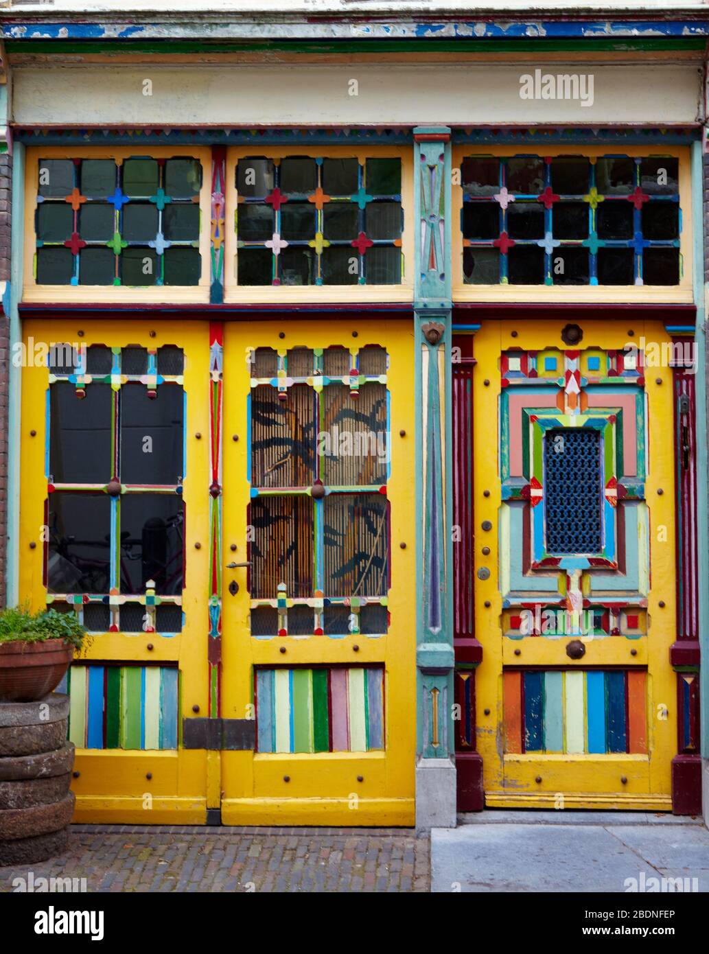 Colorfully painted front door in Leiden, the Netherlands Stock Photo ...