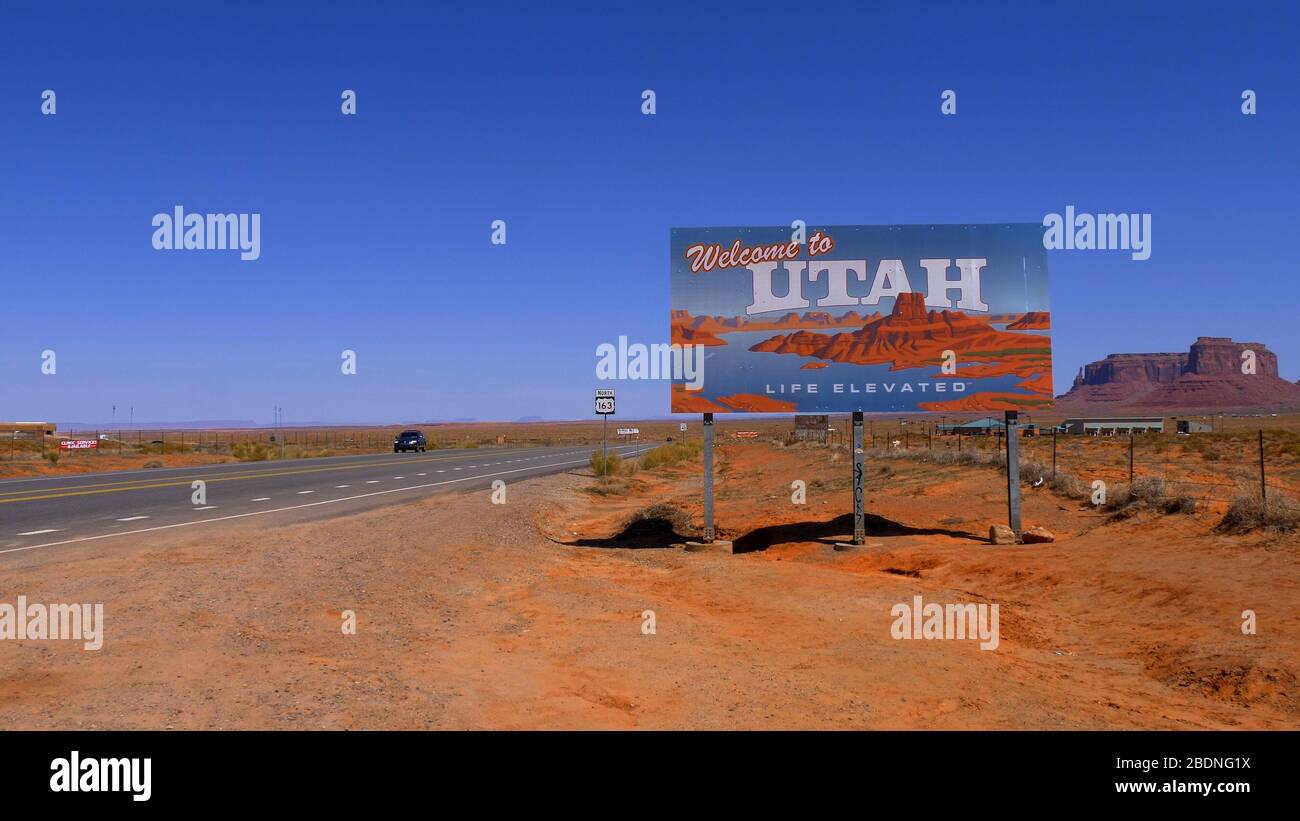 Welcome utah sign monument valley hi-res stock photography and images ...
