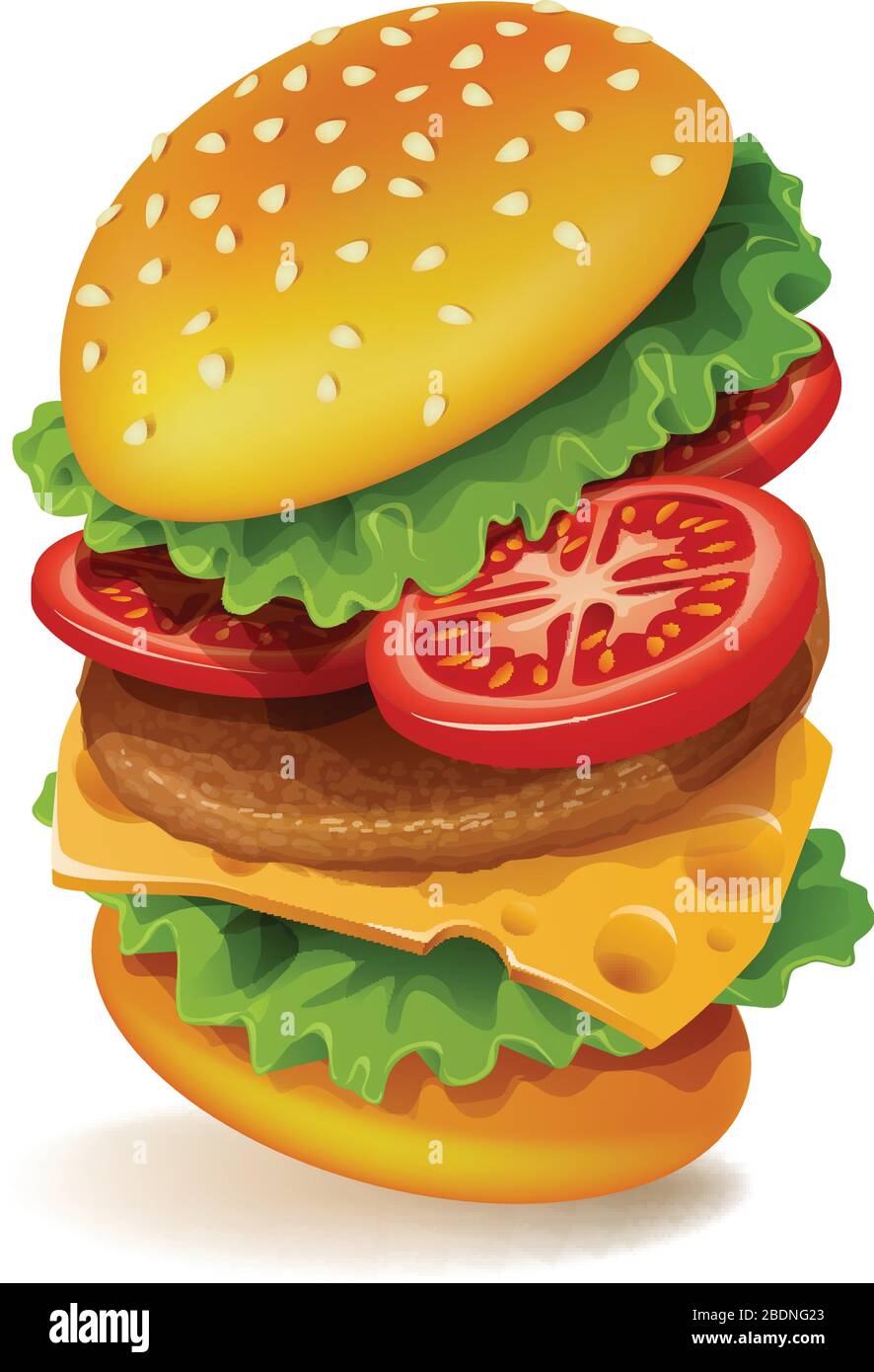 High detailed style fastfood vector Humburger image Stock Vector Image ...