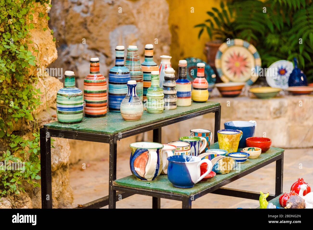 Beautiful handmade pottery bottles. Art/ craftmanship concept Stock ...