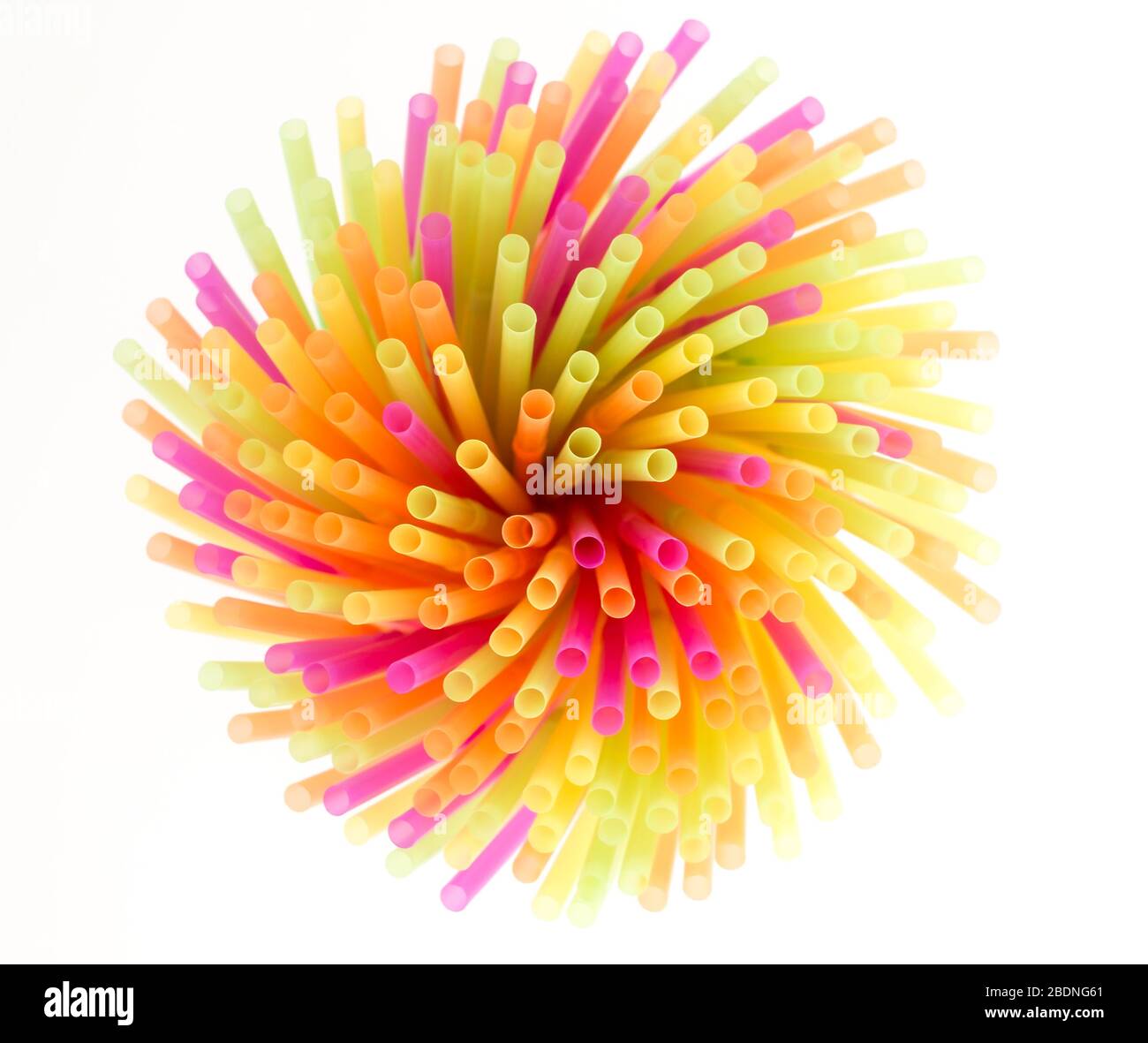 Colored plastic drinking straws on a white background Stock Photo - Alamy
