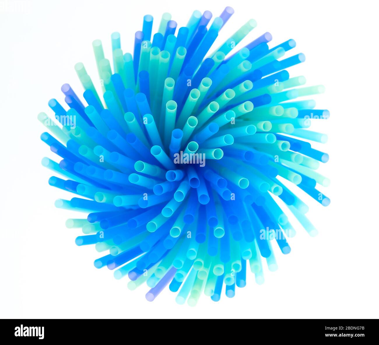 blue plastic drinking straws on a white background Stock Photo - Alamy