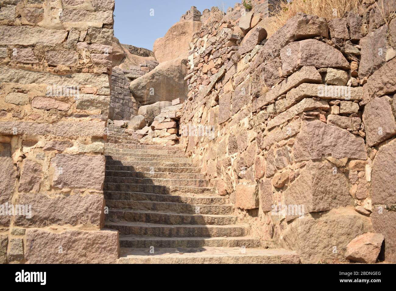 The Stone block Steps walk path in the park/Fort stock photograph image ...
