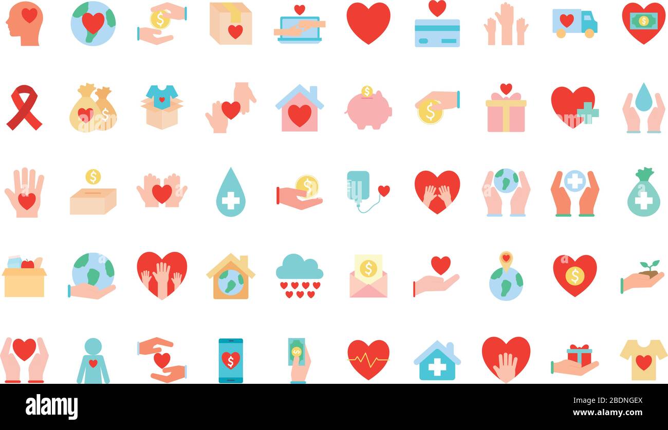 Humanity help flat style icon set vector design Stock Vector Image ...