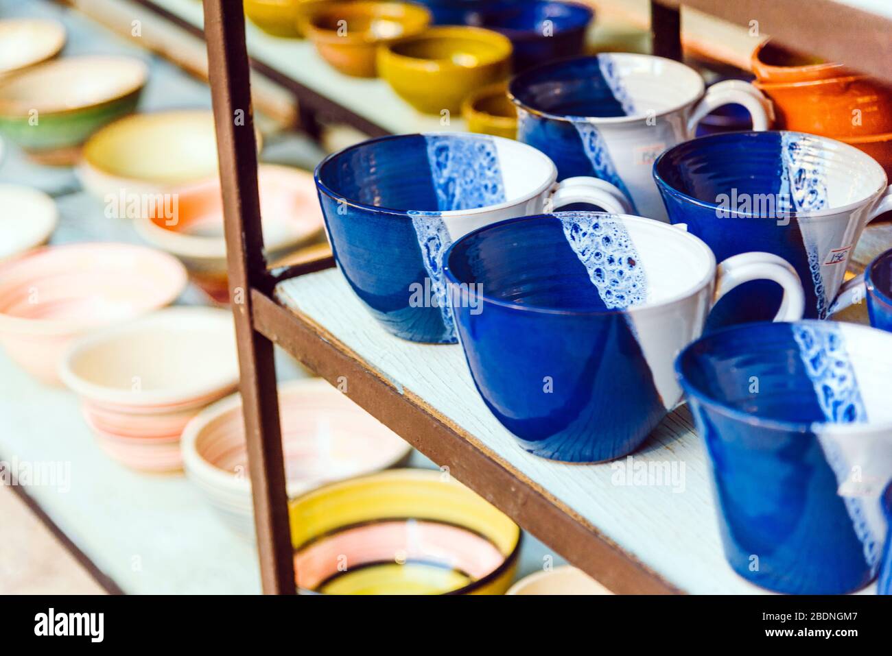 Beautiful handmade pottery cup and bowls. Art/ craftmanship concept ...