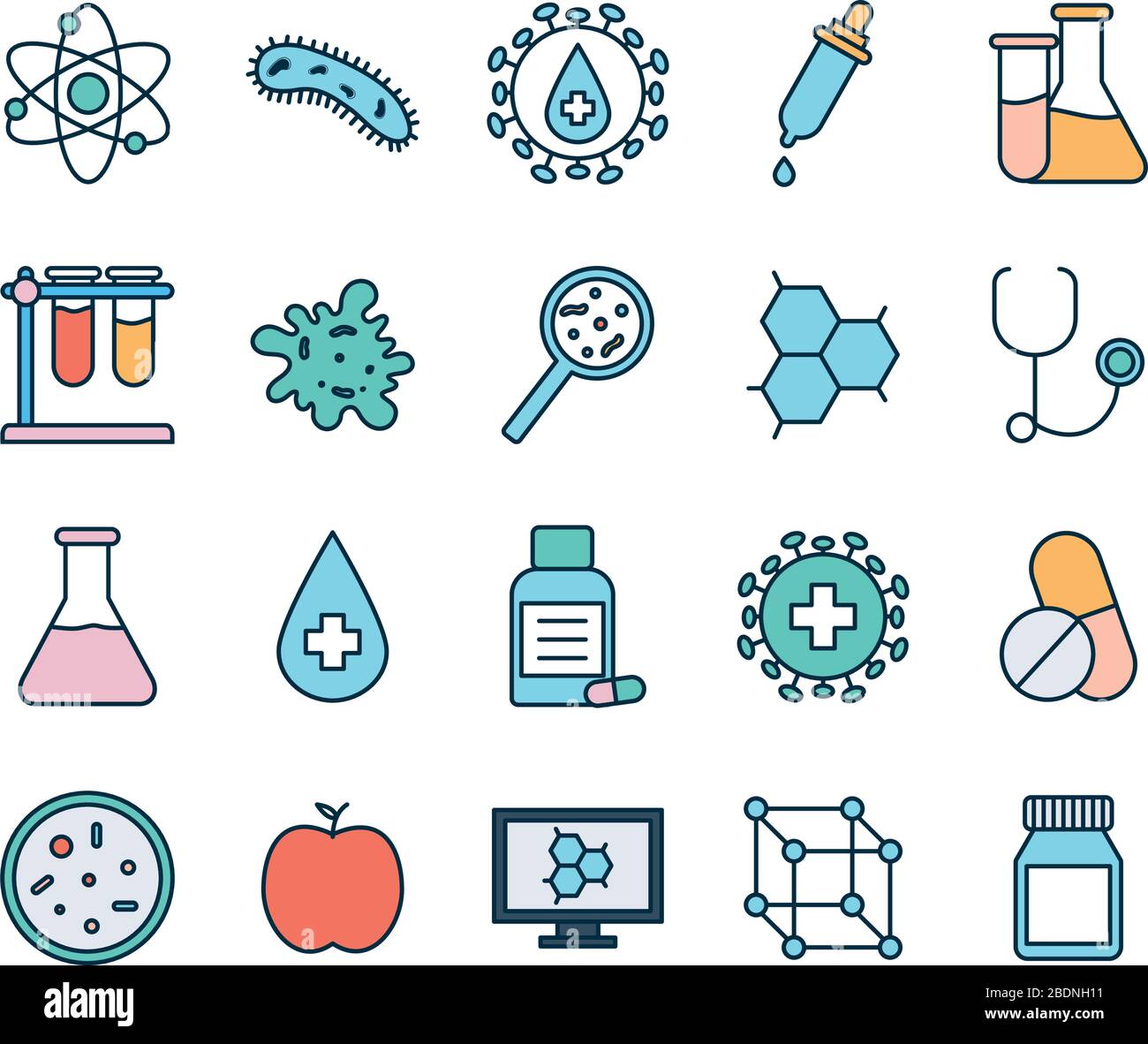 Science line and fill style icon set vector design Stock Vector Image ...