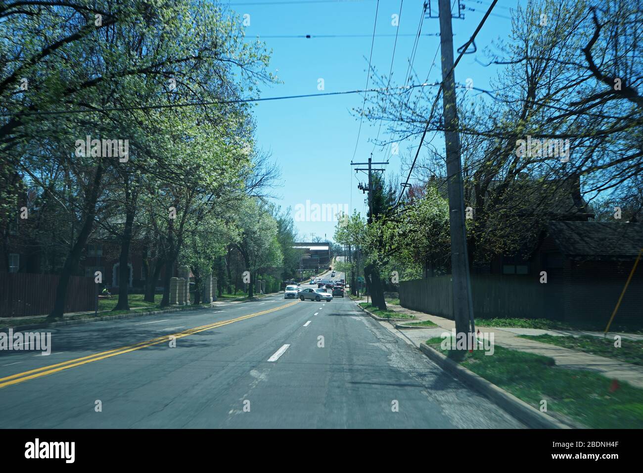 Exterior architecture and design of road and street in Saint Louis town ...