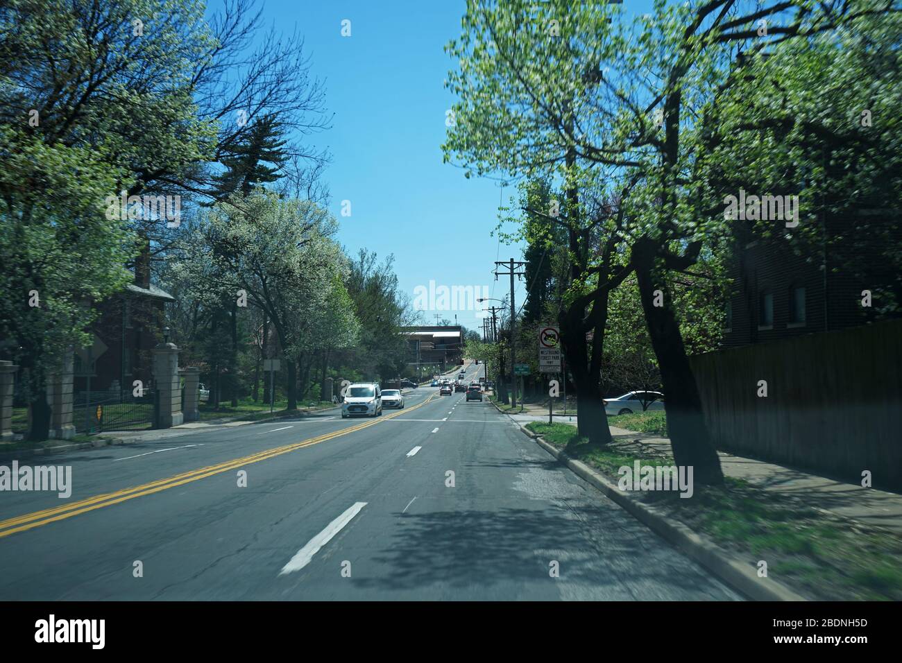Exterior architecture and design of road and street in Saint Louis town ...