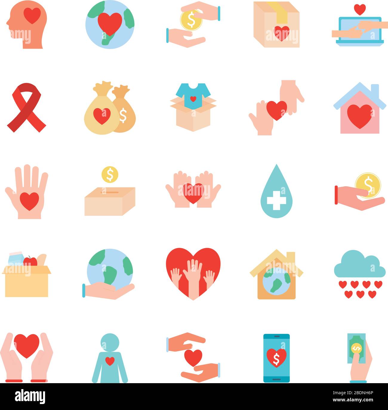 Humanity help flat style icon set vector design Stock Vector Image ...
