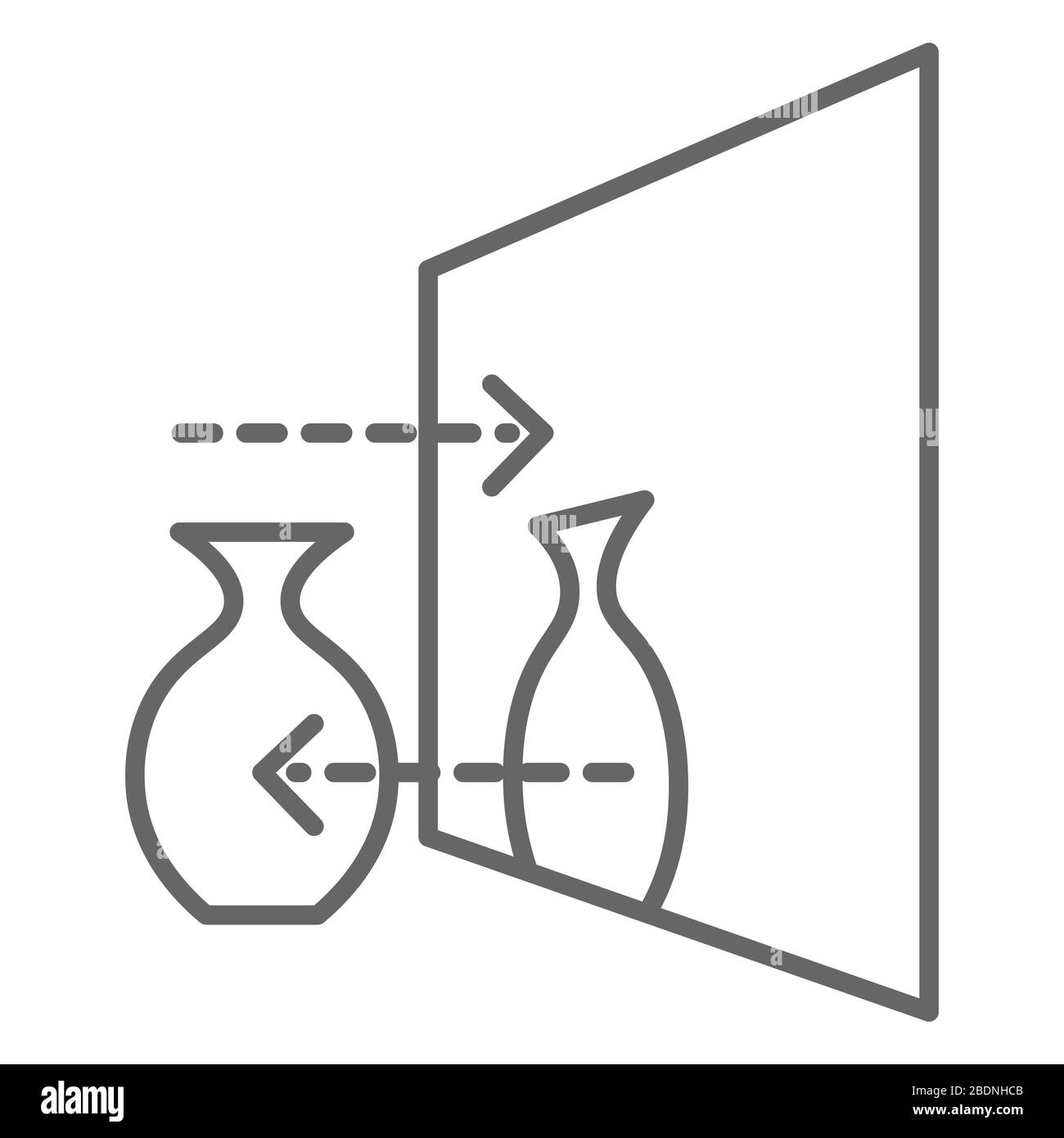 Mirror with vase and reflection, project presentation sketch Stock ...