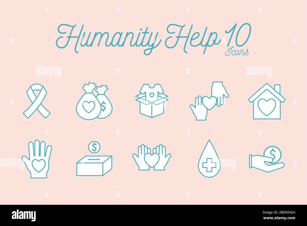 10 Humanity help line style icon set vector design Stock Vector Image ...