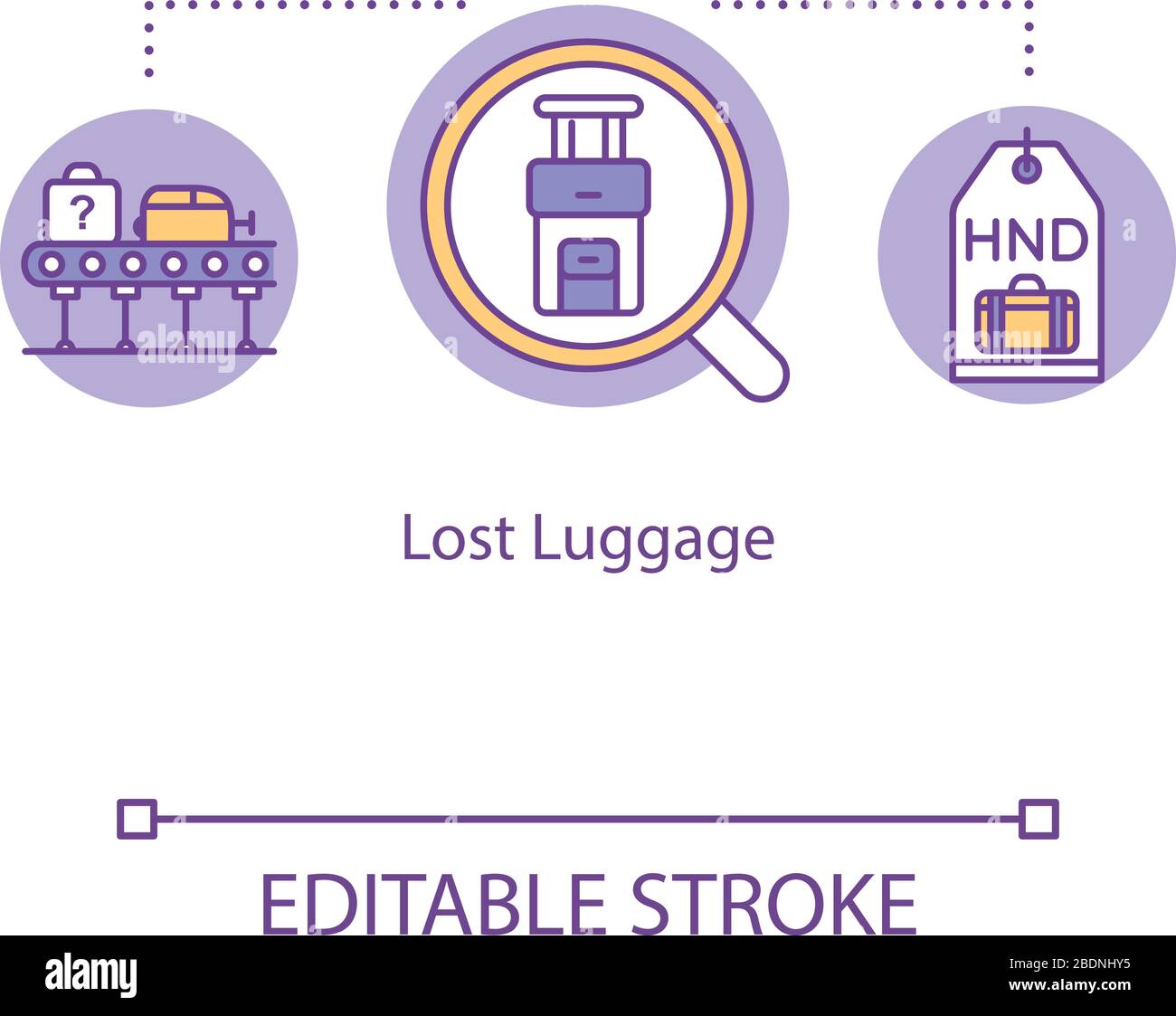 Lost baggage concept icon. Passenger personal belongings recovery idea ...
