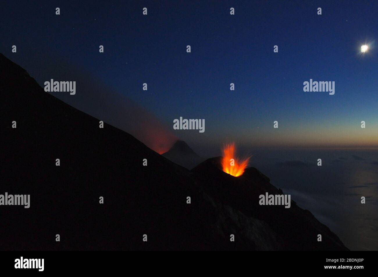 Stromboli volcano wonderful island eruption at night Stock Photo - Alamy