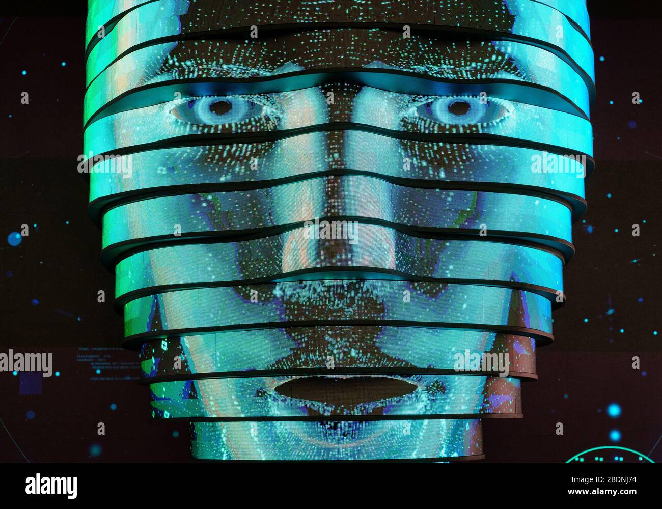 Talking virtual digital woman face Stock Photo - Alamy