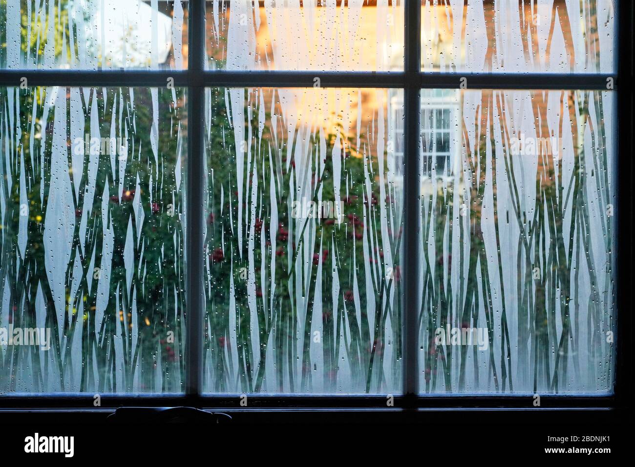 Look through the window of the rain the weather clears villa Stock ...