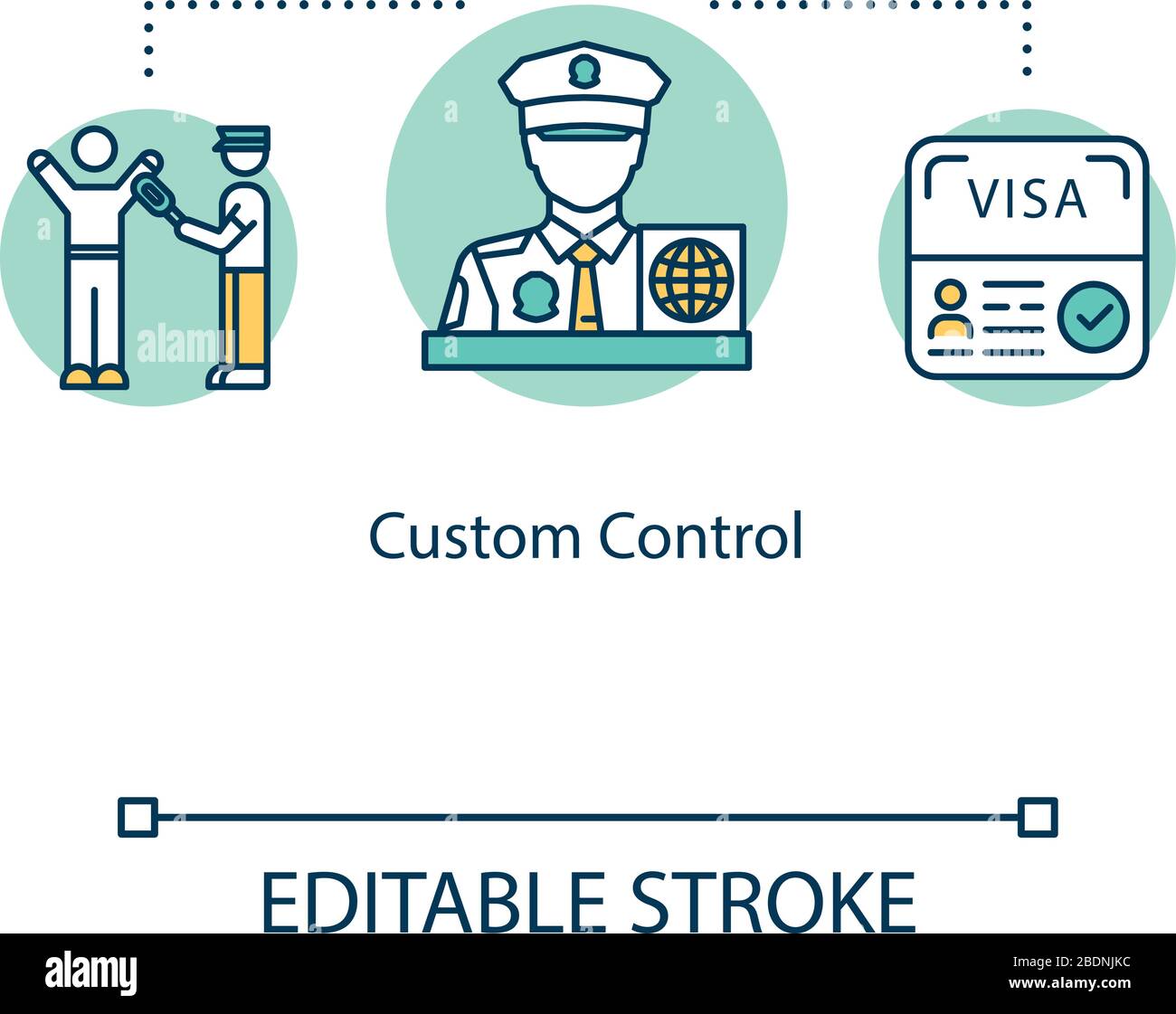 Custom control concept icon. Border inspection, airport checkpoint idea ...