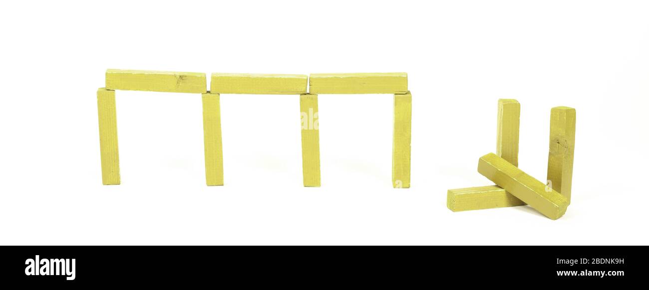 Vintage yellow building blocks isolated on white background Stock Photo ...