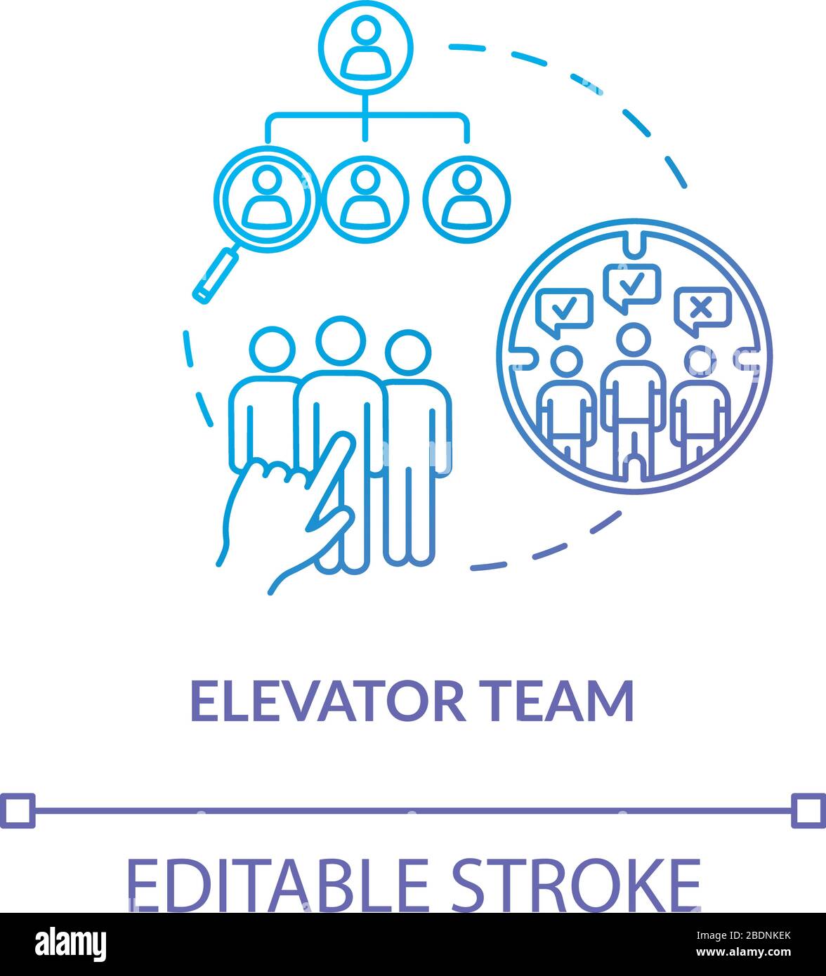 Elevator team, staff collaboration type concept icon. Workers on-demand ...