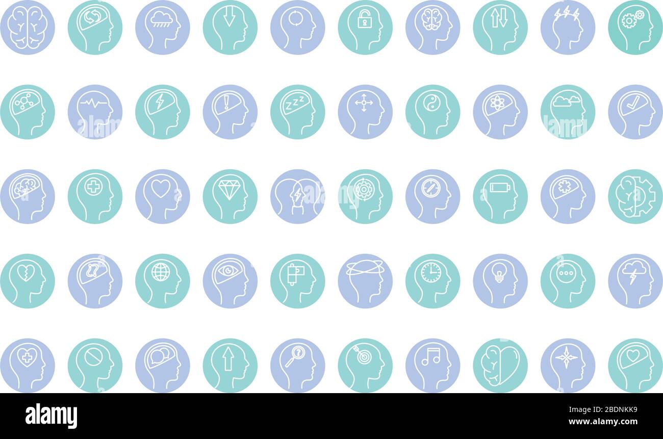 Mental health block style icon set vector design Stock Vector Image ...