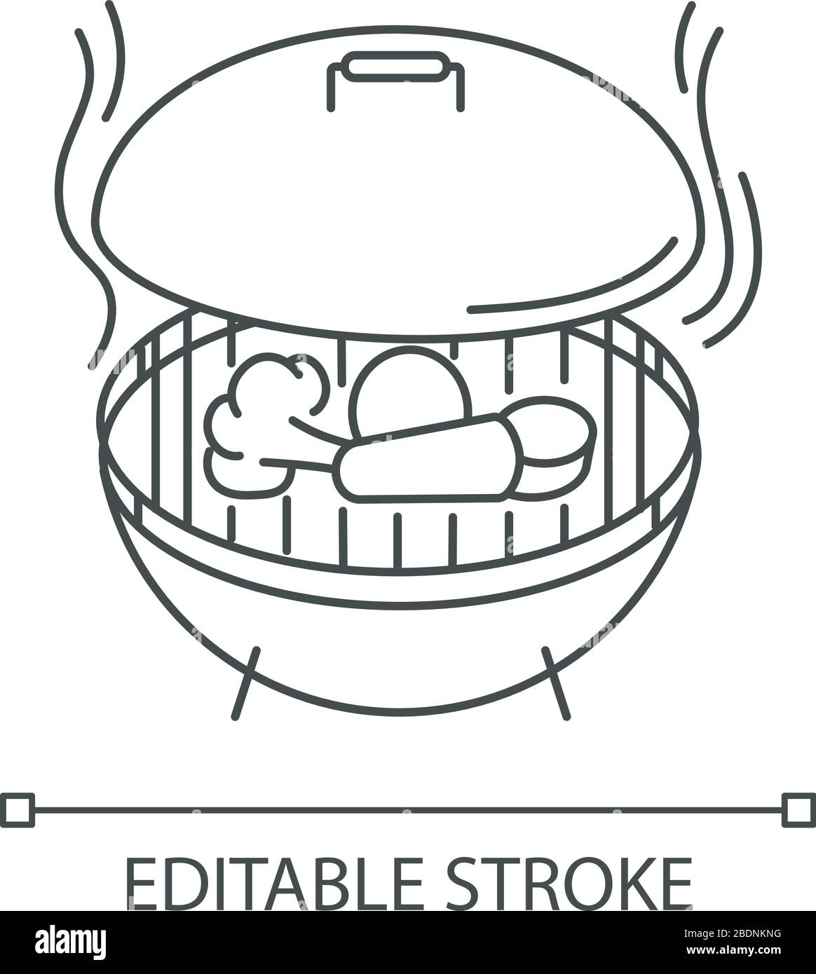 Grilling pixel perfect linear icon. Thin line customizable illustration ...