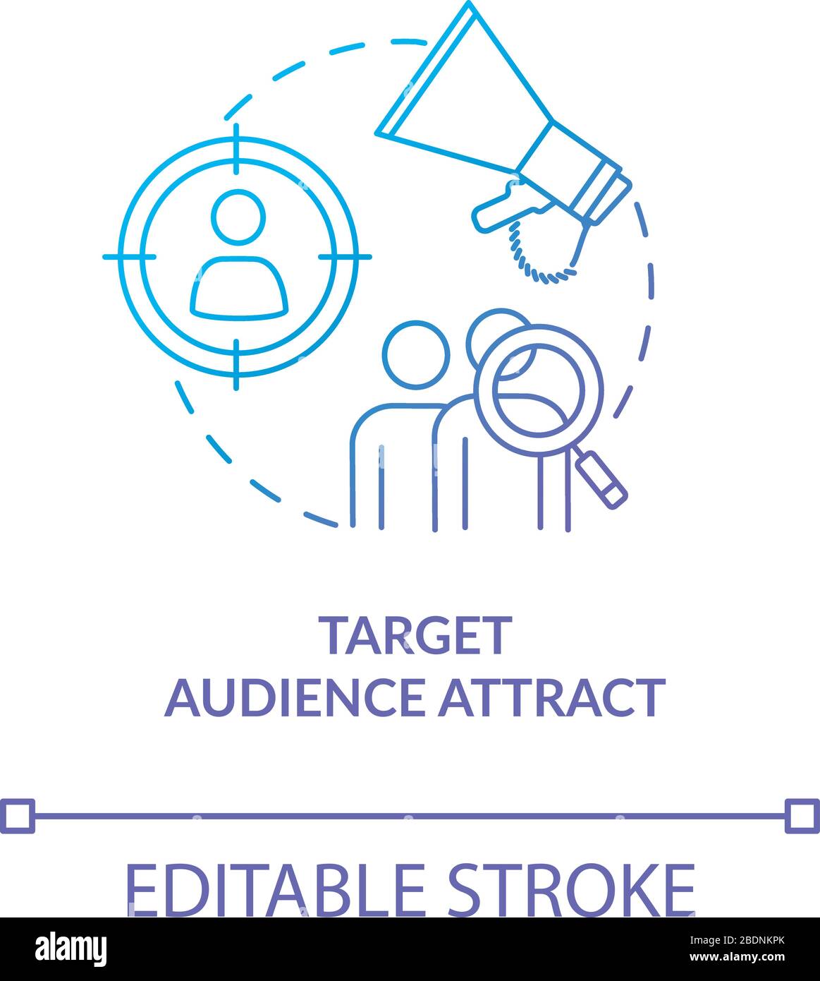 Target audience analysis and attraction concept icon. Marketing strategy choice idea thin line ...
