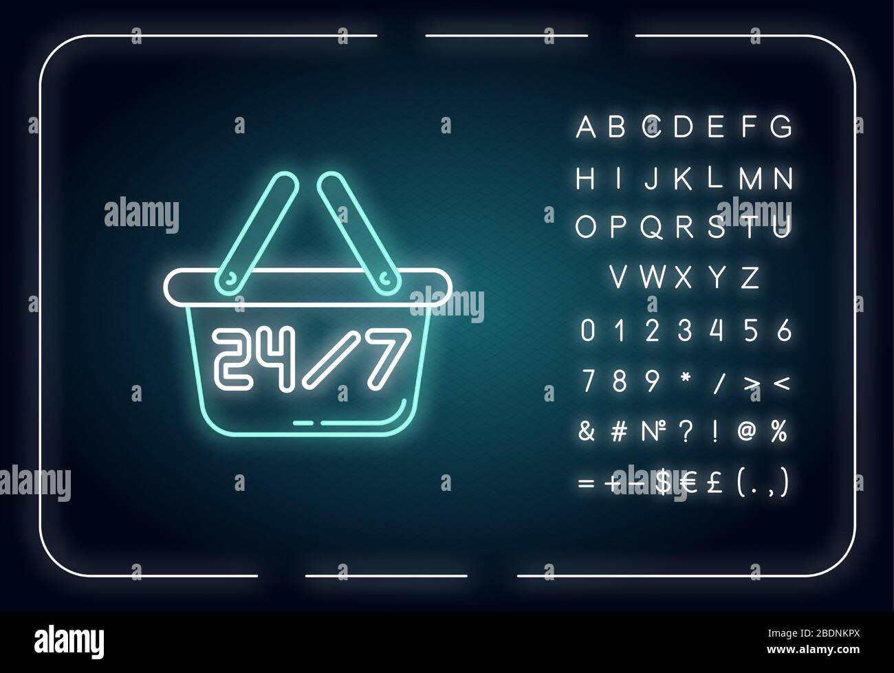 24 7 hours store neon light icon. Twenty four seven convenience store ...