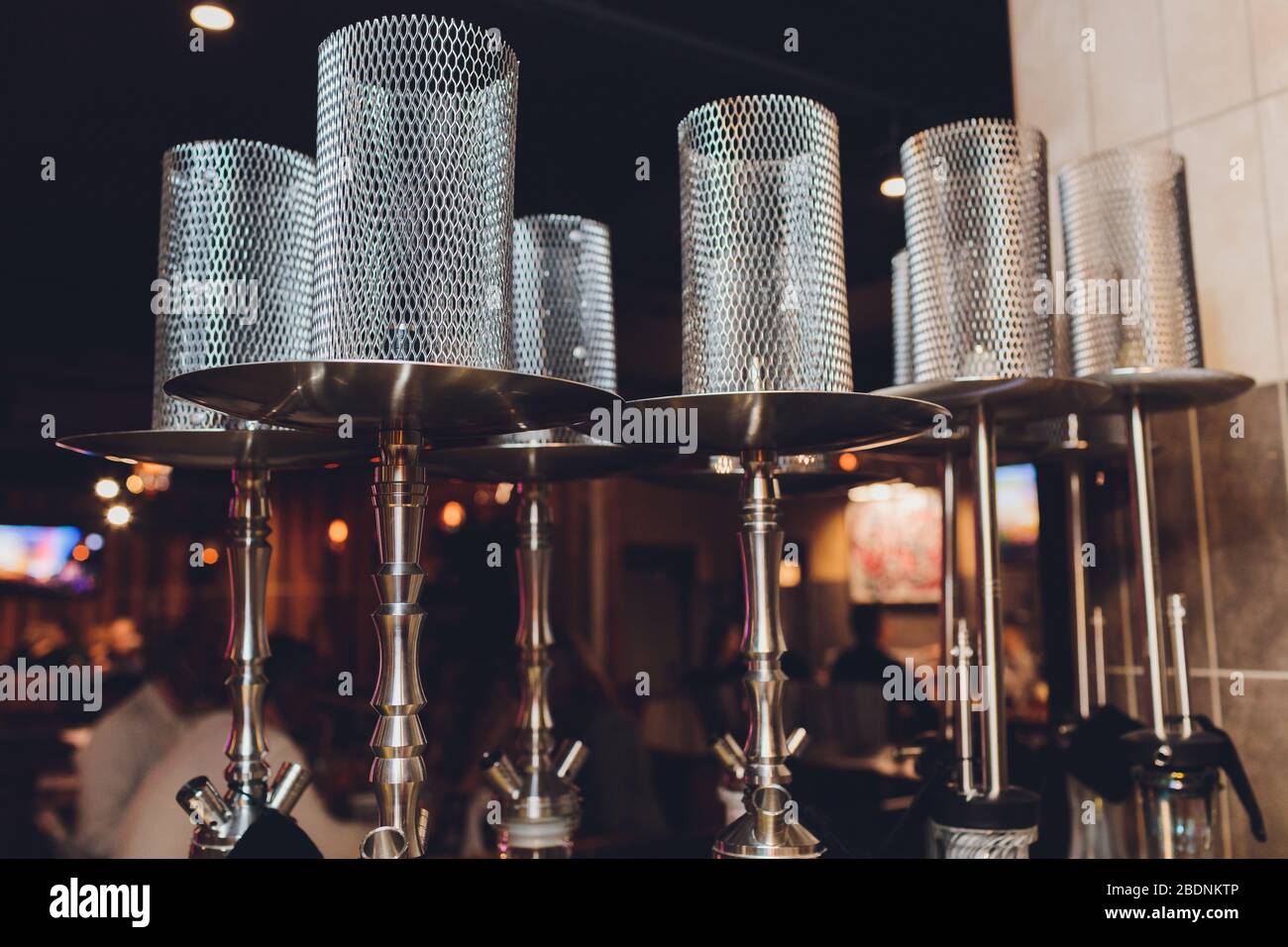 The hookah on the bar counter in a cafe Stock Photo - Alamy