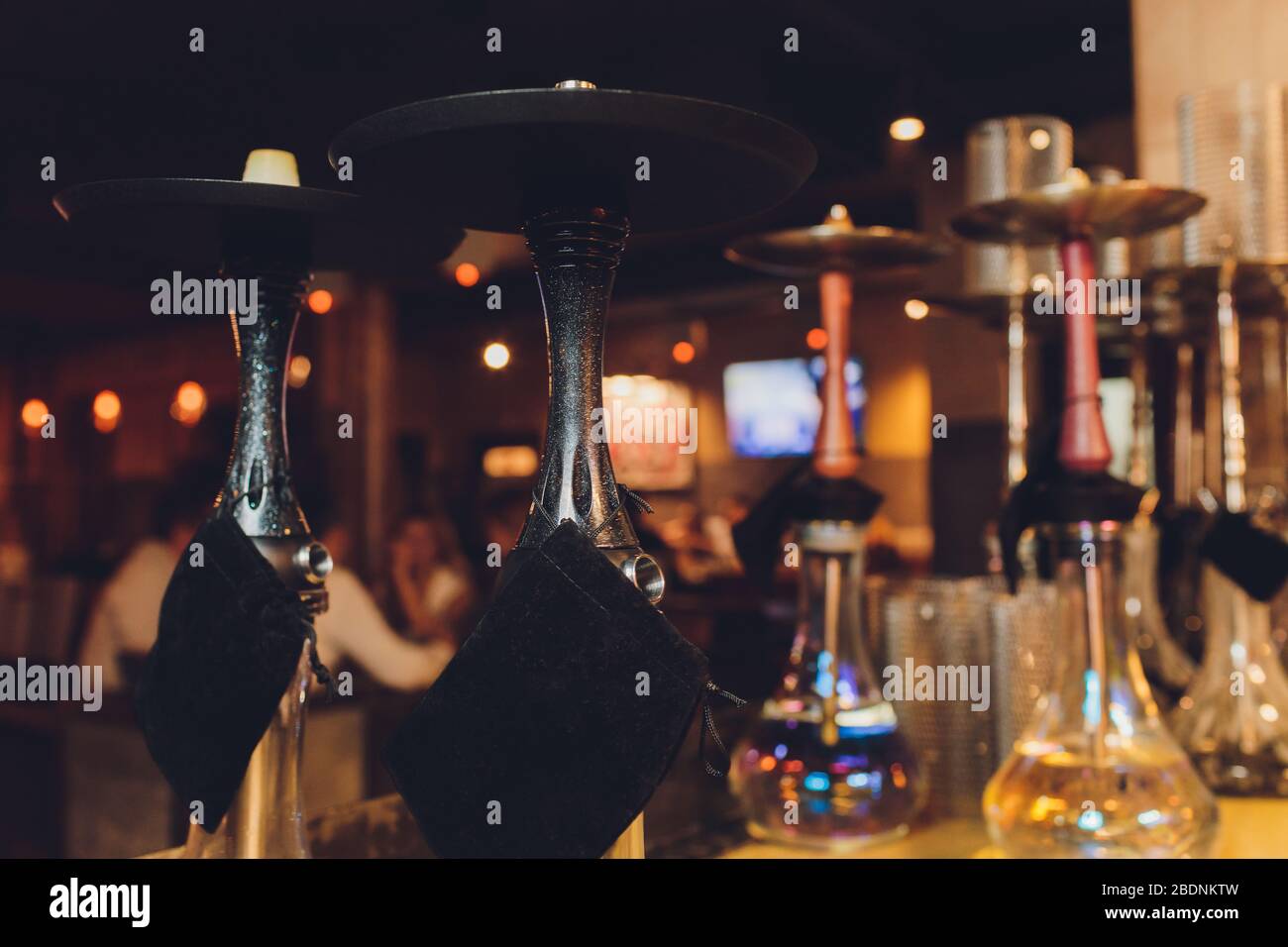 The hookah on the bar counter in a cafe Stock Photo - Alamy