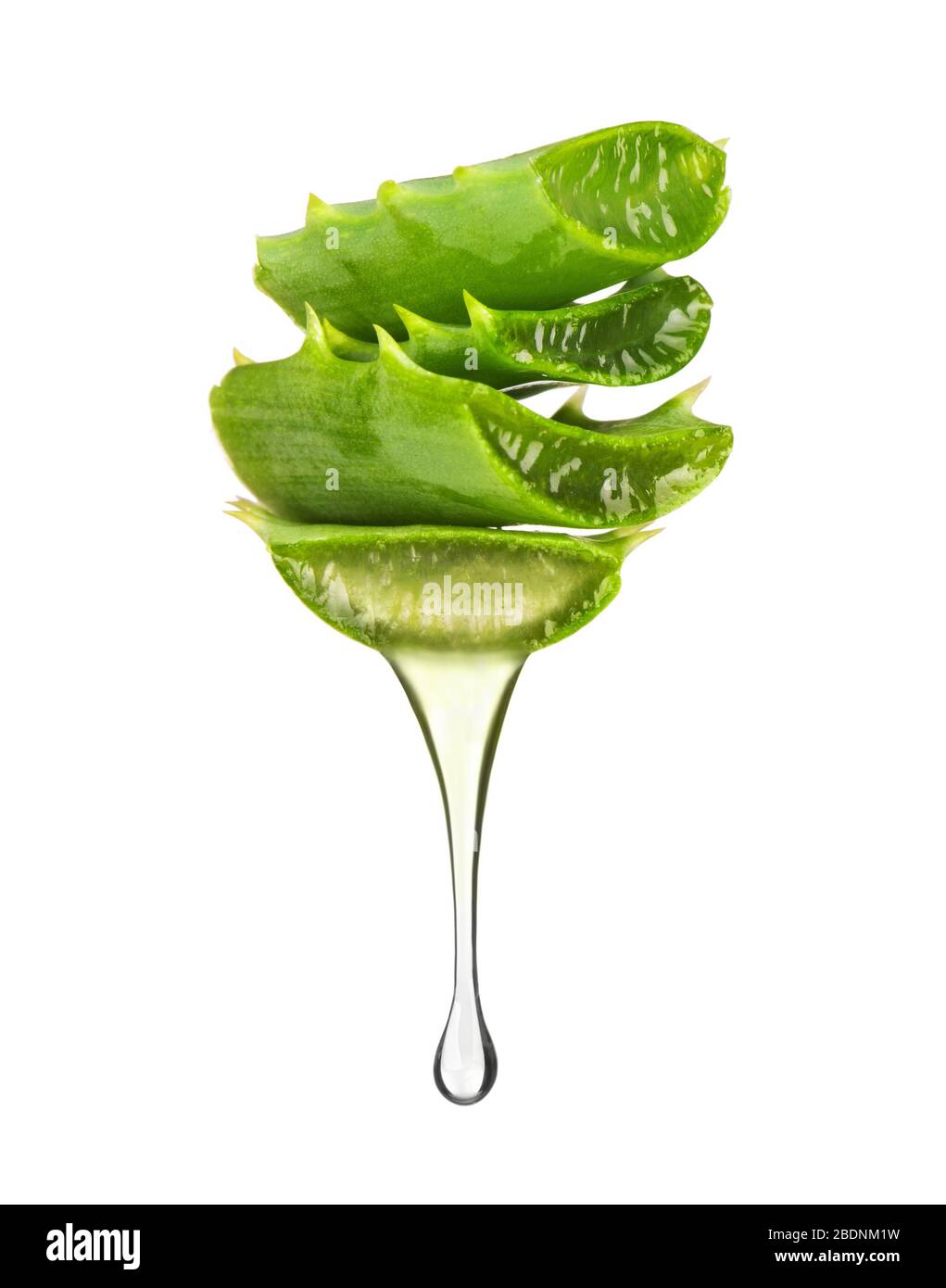 Essence from aloe vera plant dripping from leaves on white Stock Photo ...