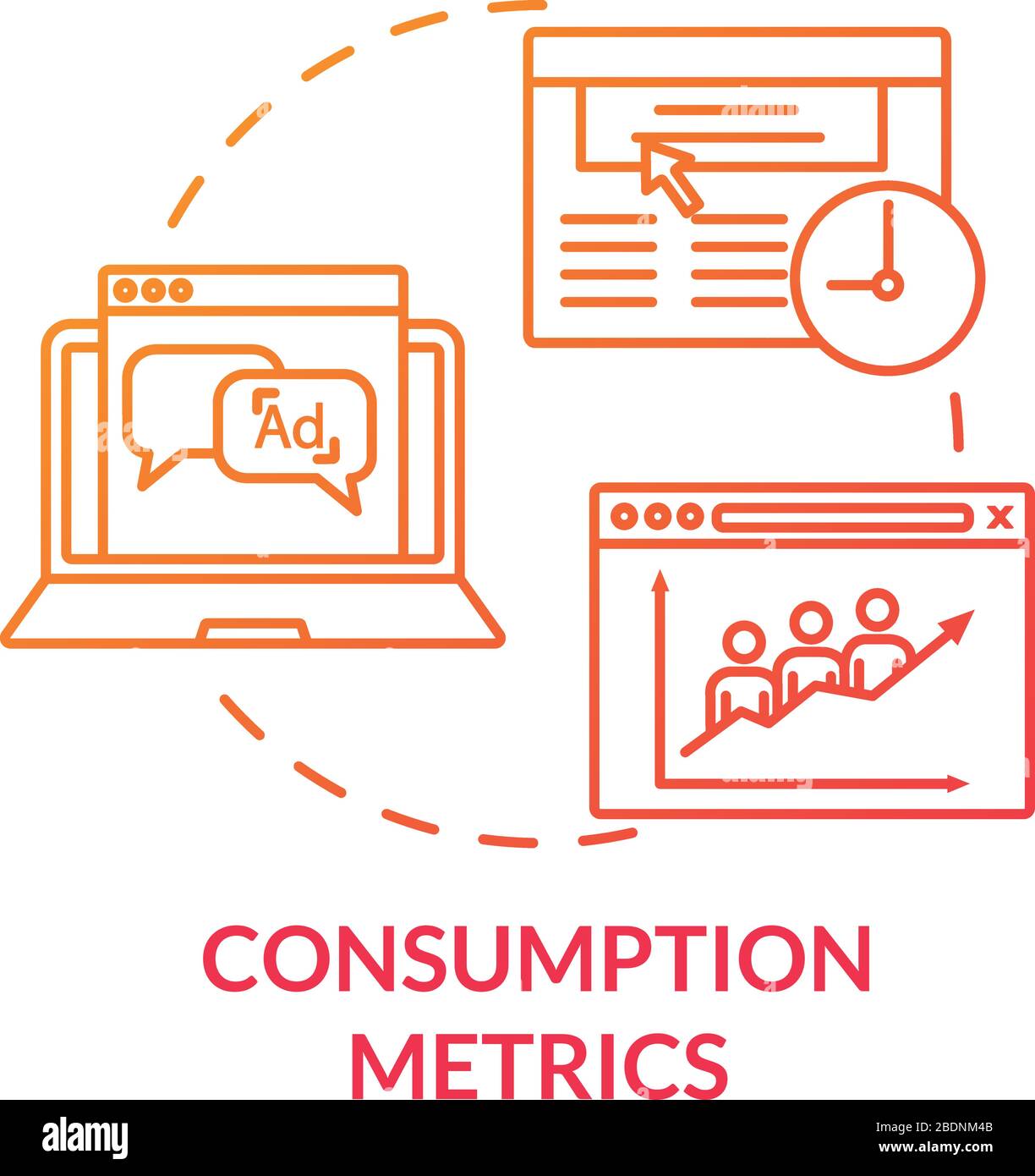 Consumption metrics concept icon. Marketing statistics analysis. Online ...