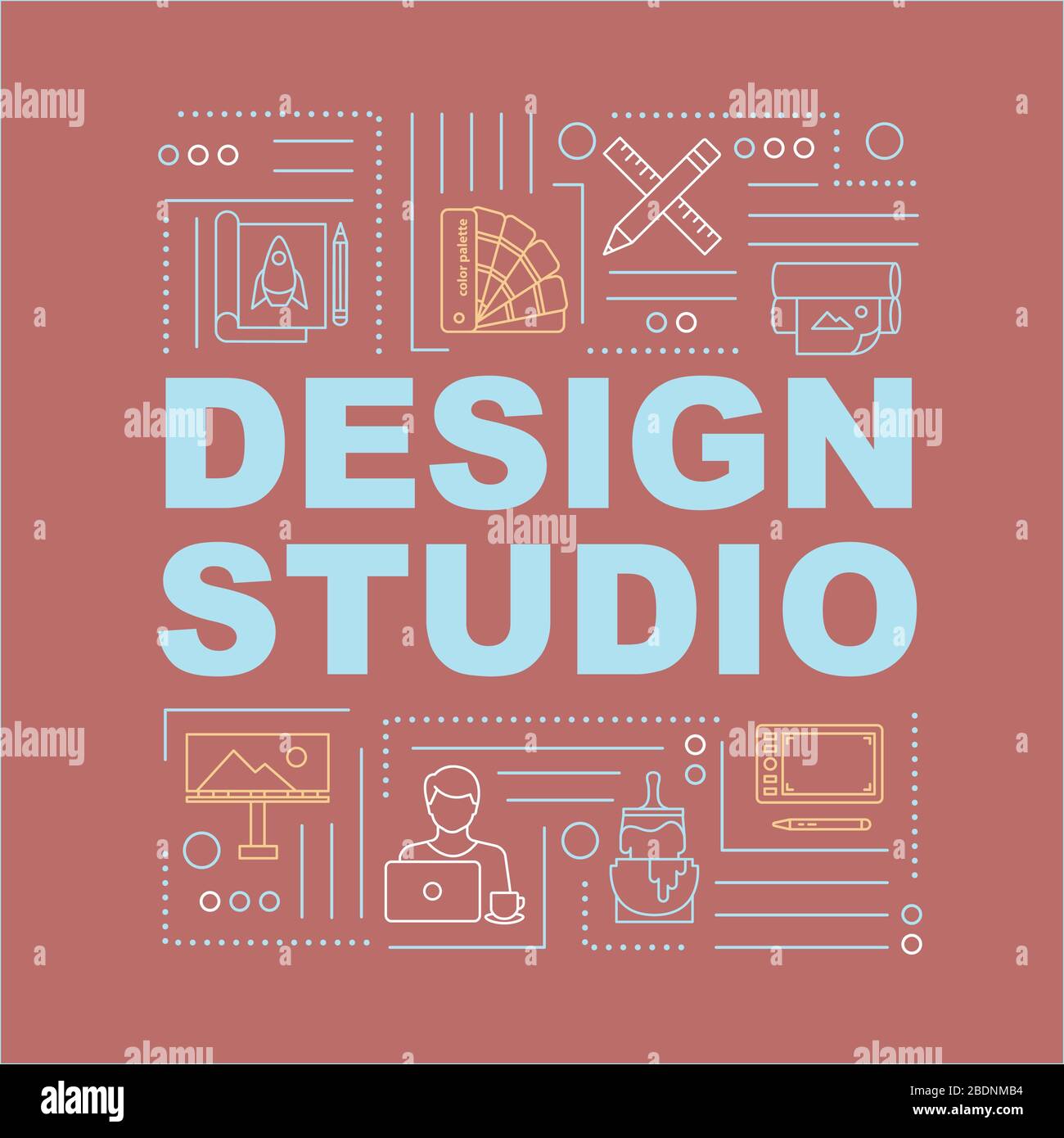Design studio word concepts banner. Inhouse company work. Remote ...