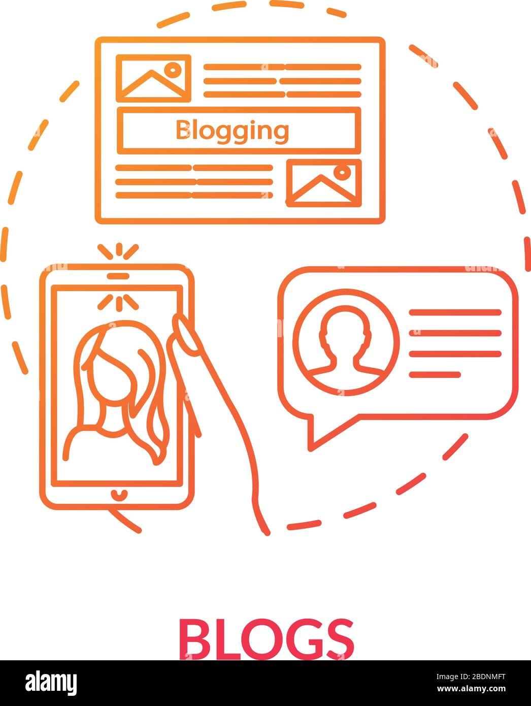 Blogs concept icon. Internet streaming, social media network, vlogging ...