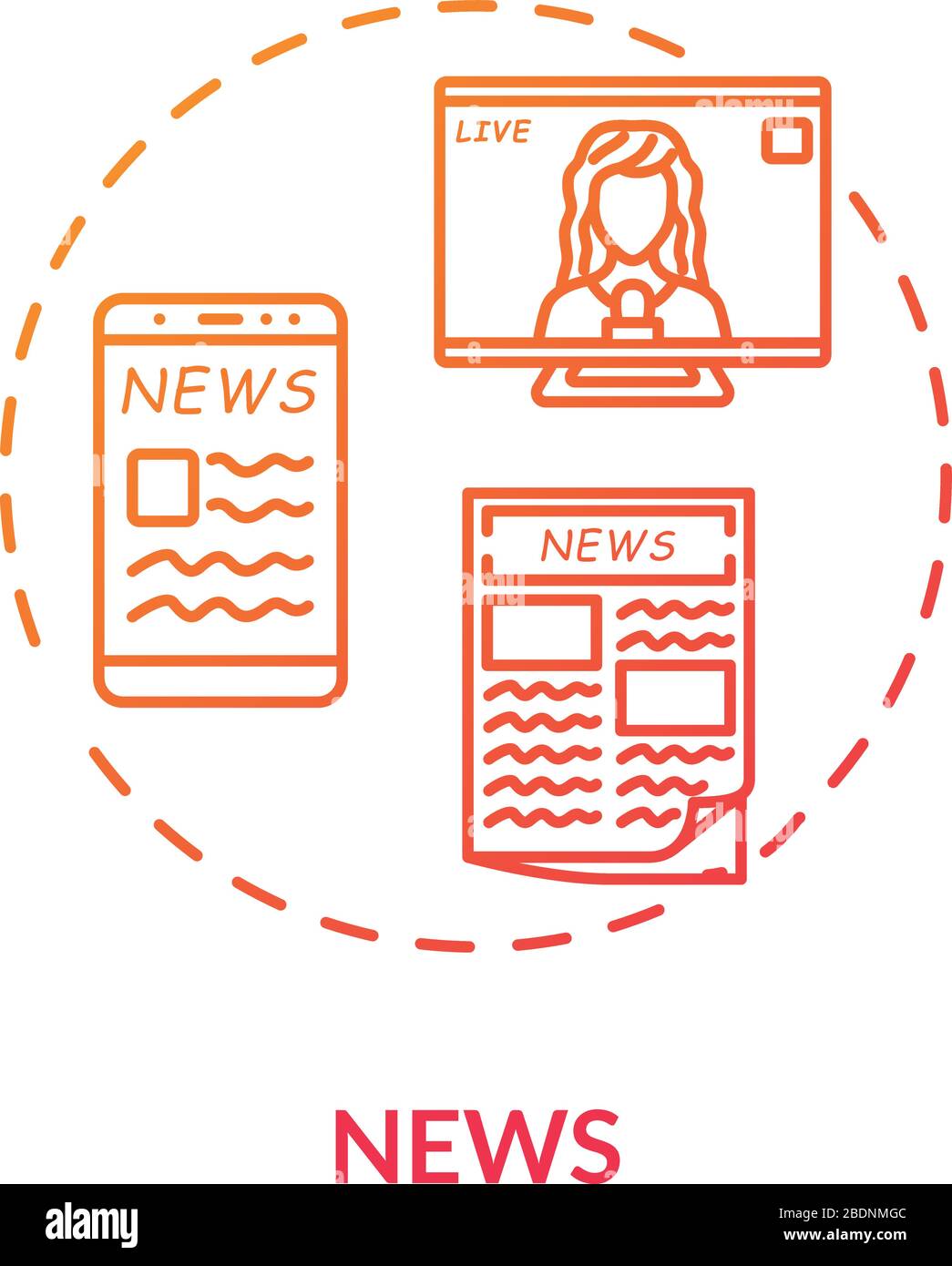 News concept icon. Mass media, public press, journalism idea thin line ...