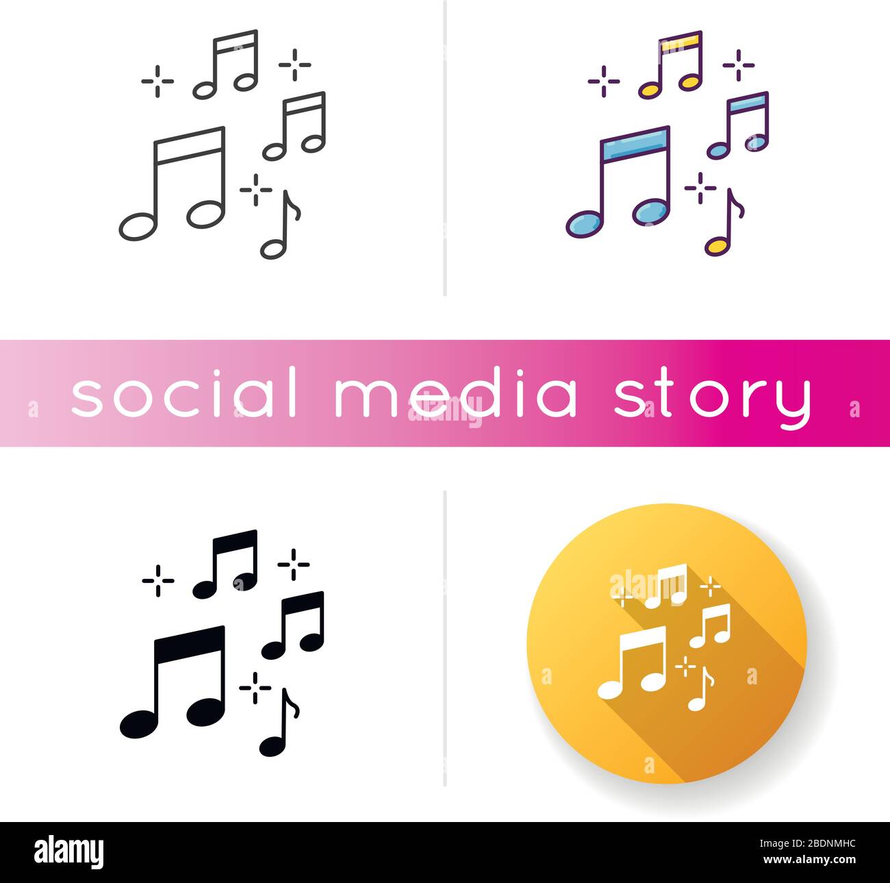 Music quarter notes icon. Playing melody. Harmonious sound. Musical ...