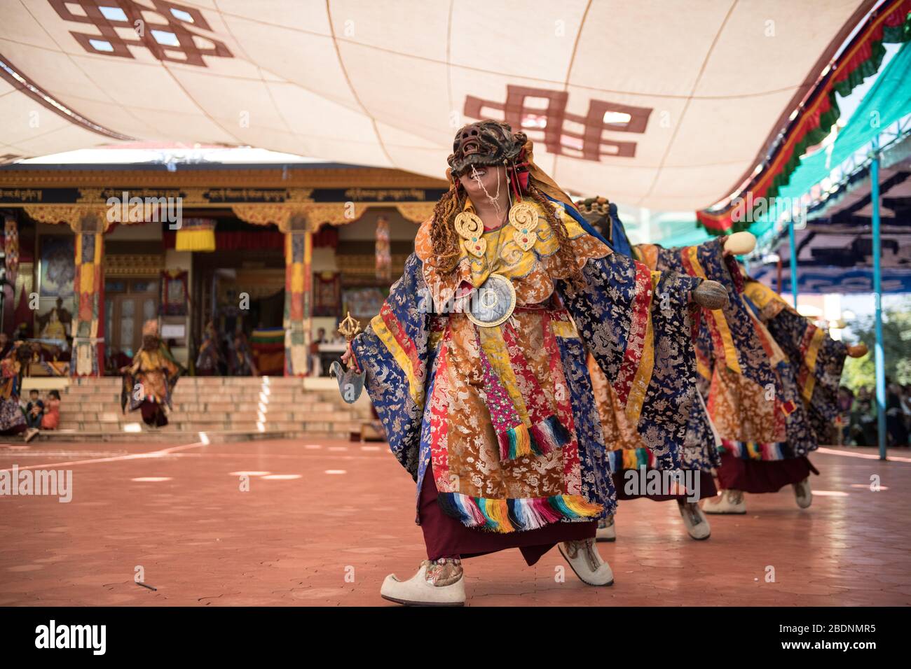 Cham dance performed by Tibetan monks during Losar (Tibetan New Year ...