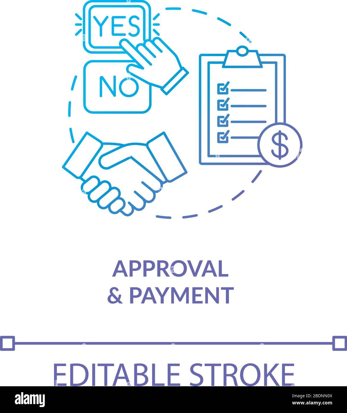 Sample approval and payment concept icon. Order finishing and ...
