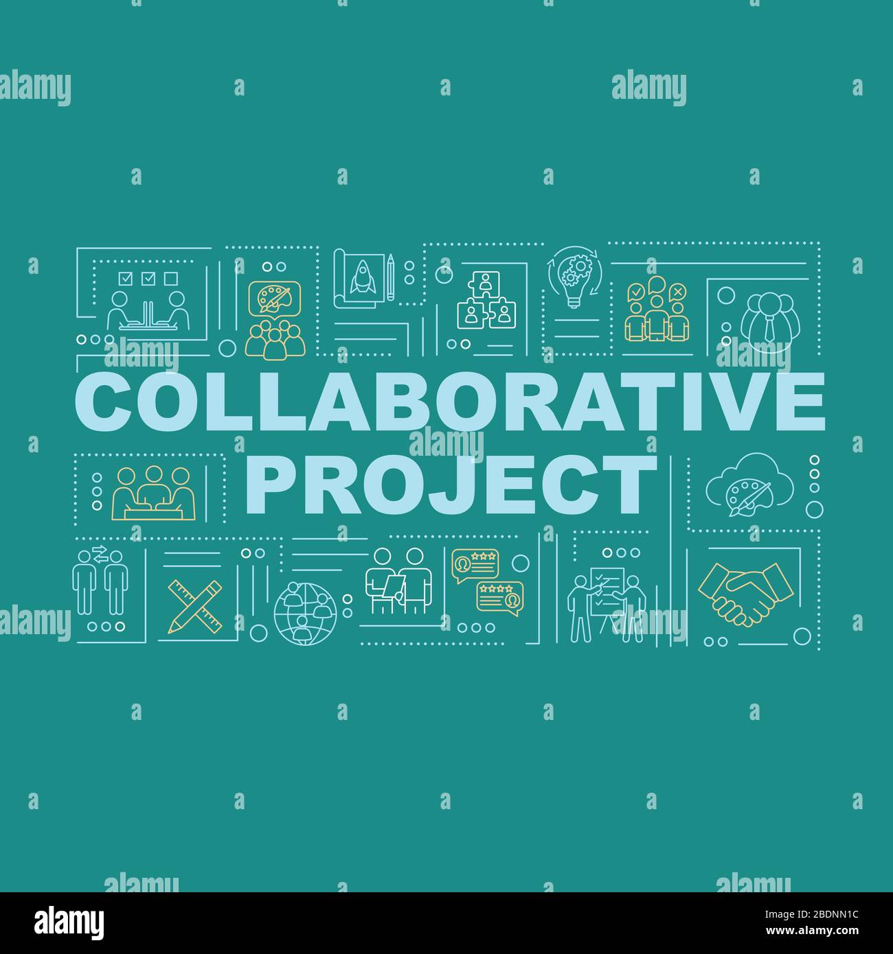 Collaborative project word concepts banner. Creating company strategy ...