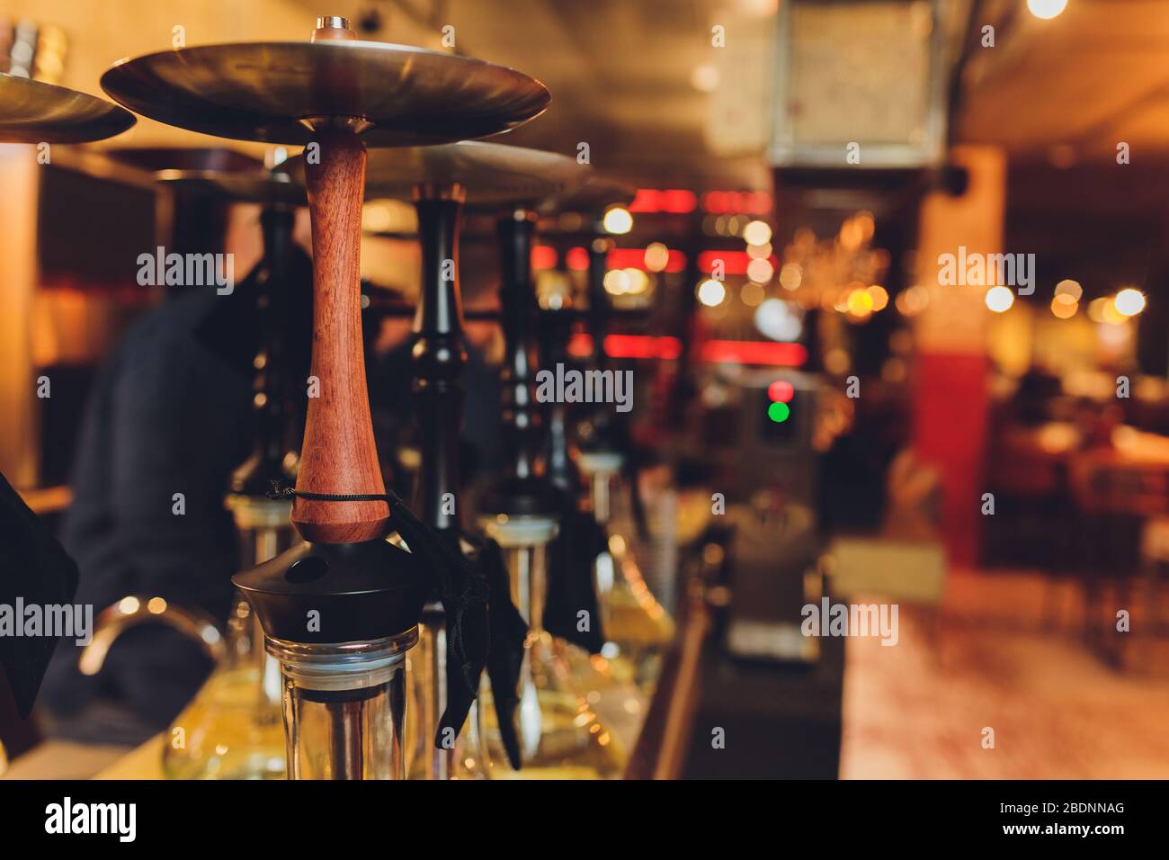 The hookah on the bar counter in a cafe Stock Photo - Alamy
