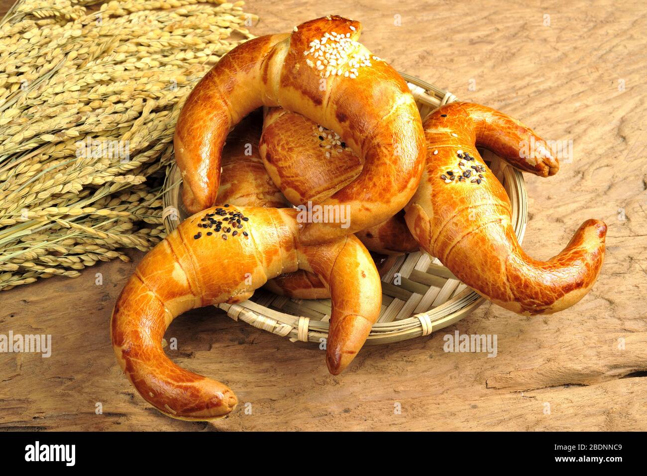 Bull horn bread Stock Photo - Alamy