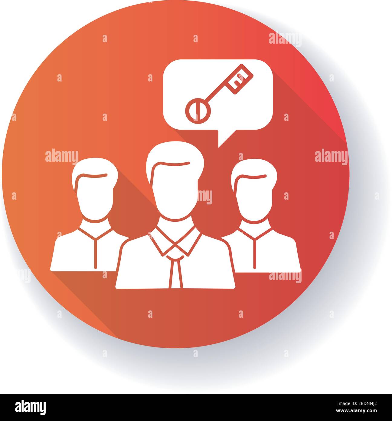 Key employee red flat design long shadow glyph icon. Most valuable ...