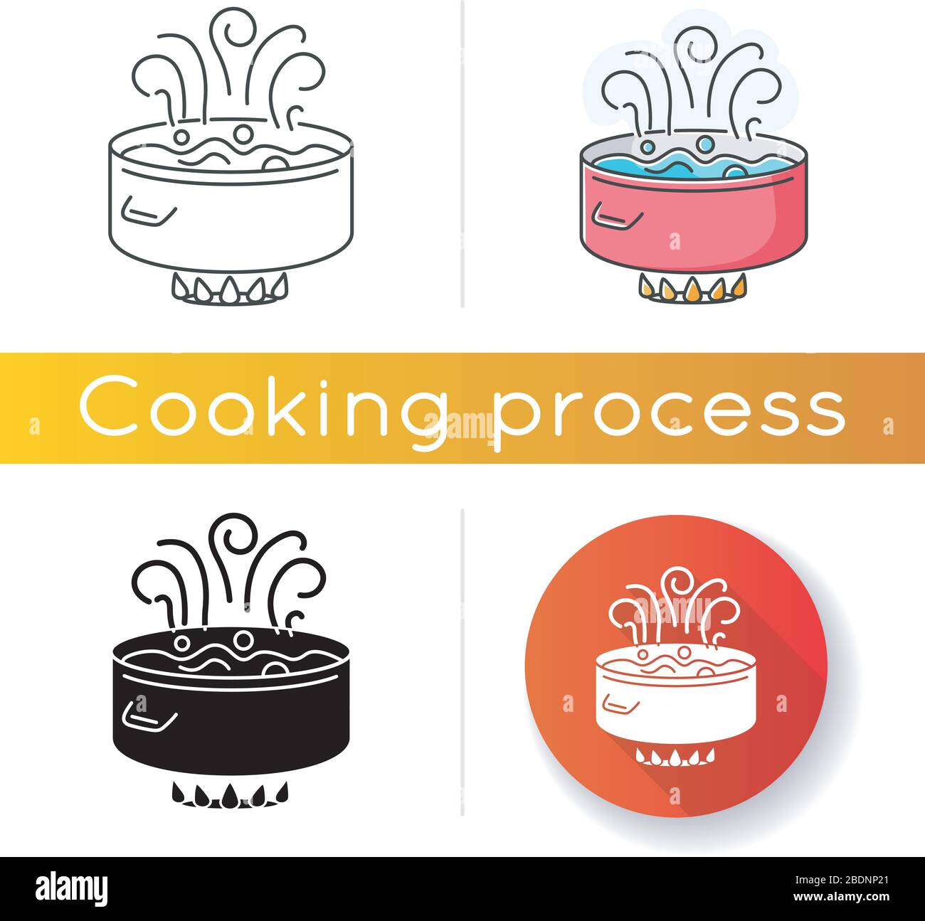 Boiling icon. Linear black and RGB color styles. Food preparation ...