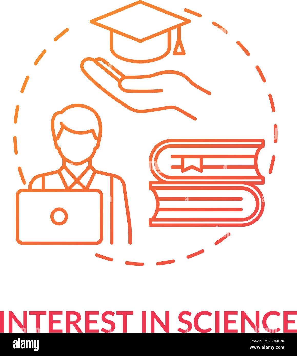 Interest in science red concept icon. Student curiosity in studying ...