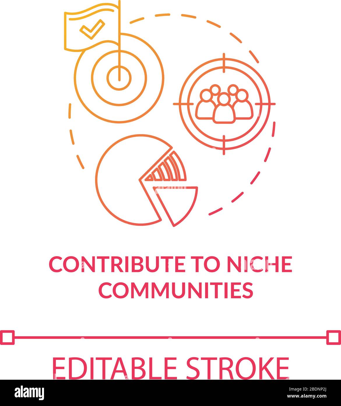 Contribution to niche communities, marketing concept icon. Potential ...