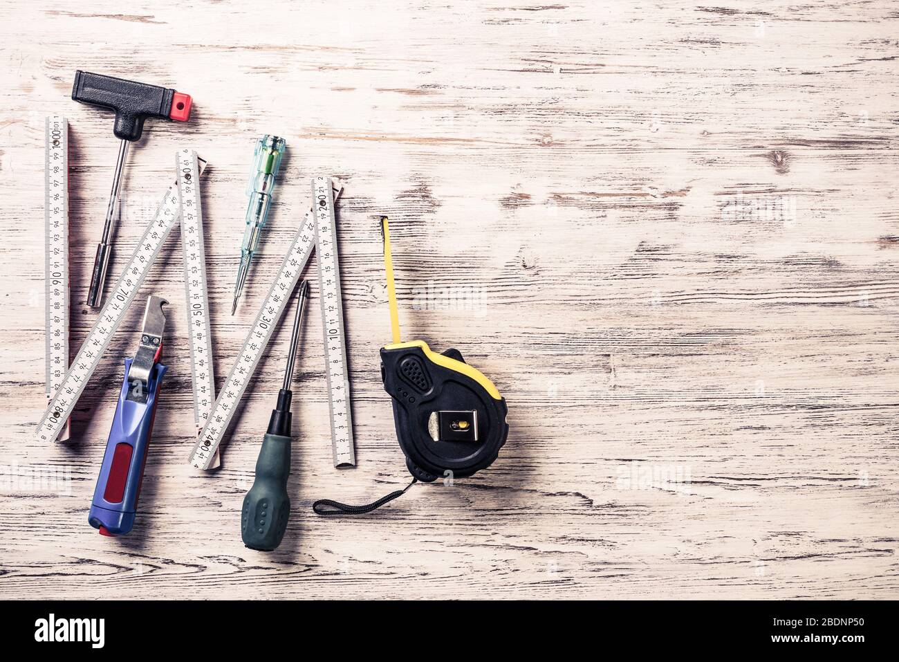 Instruments on wooden table Stock Photo - Alamy