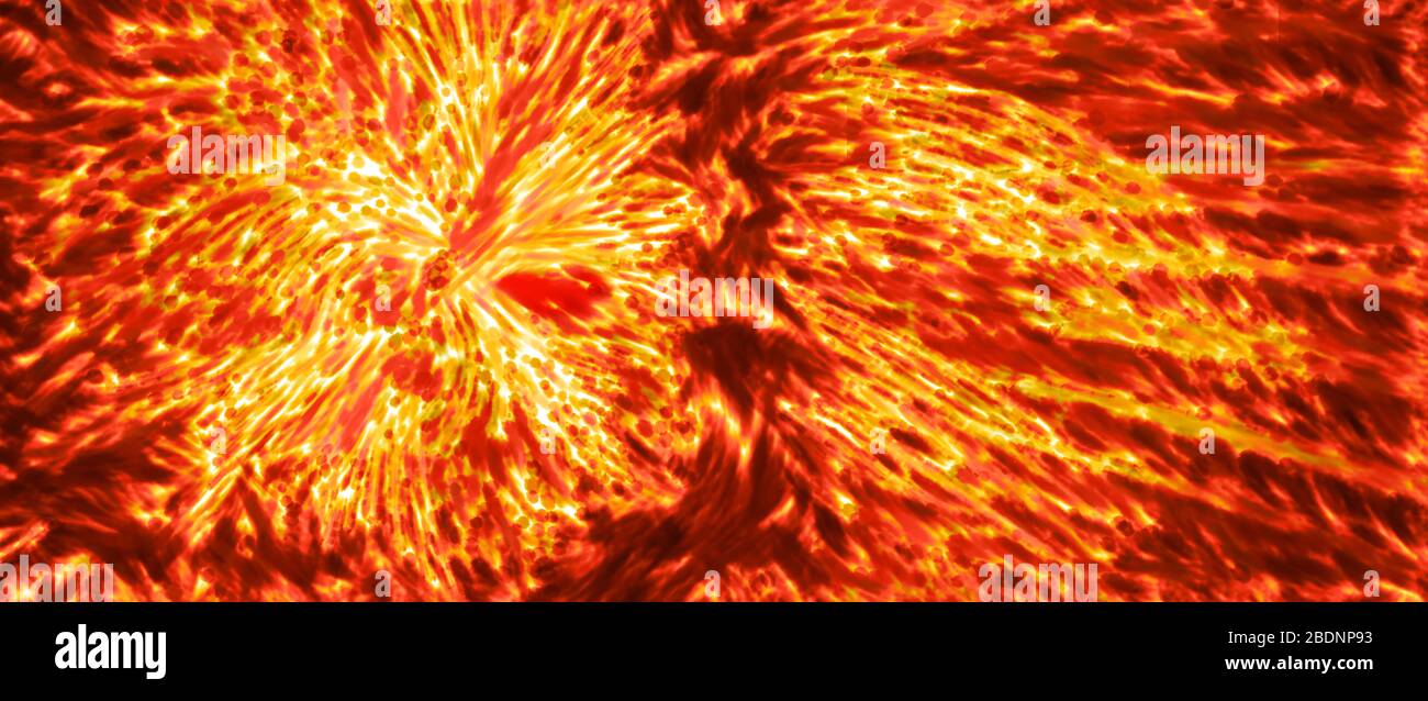 Fiery glowing nuclear fusion, computer generated abstract background ...