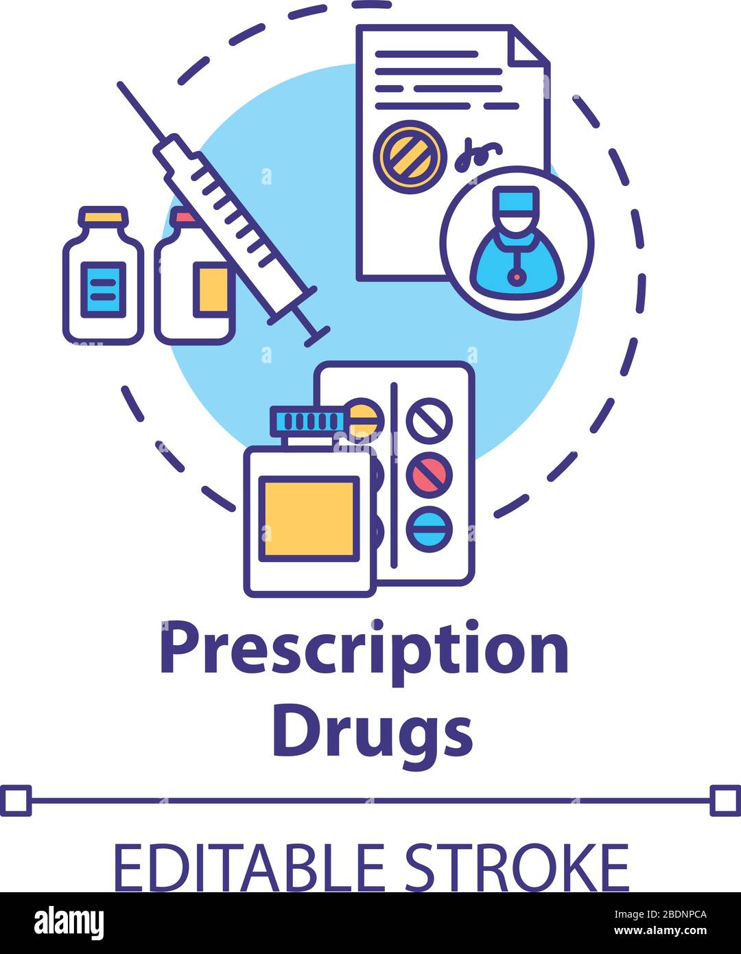 Prescription drugs concept icon. Medical pills idea thin line ...