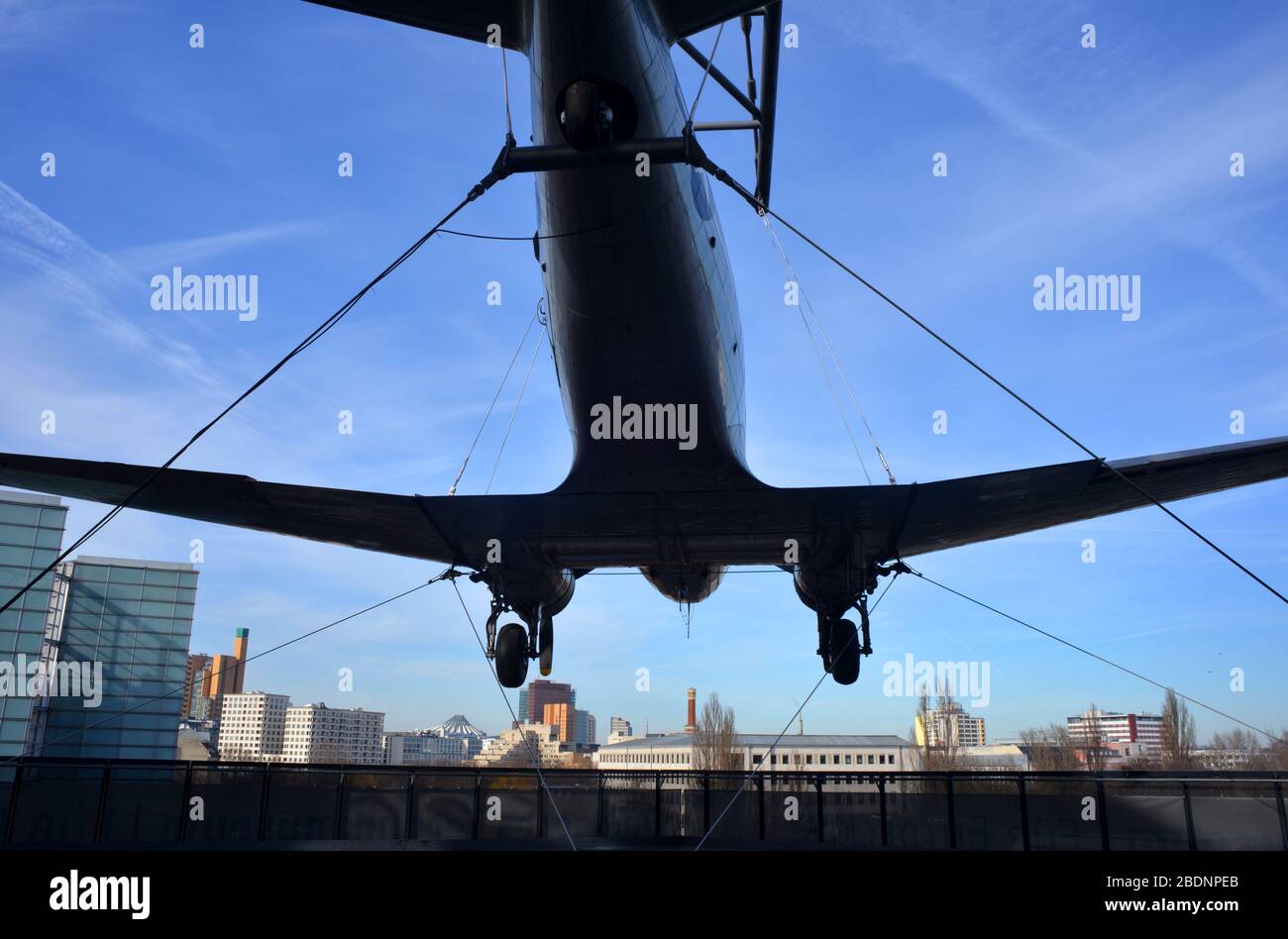 Terrace view with an Airplane installated on the top the technical ...