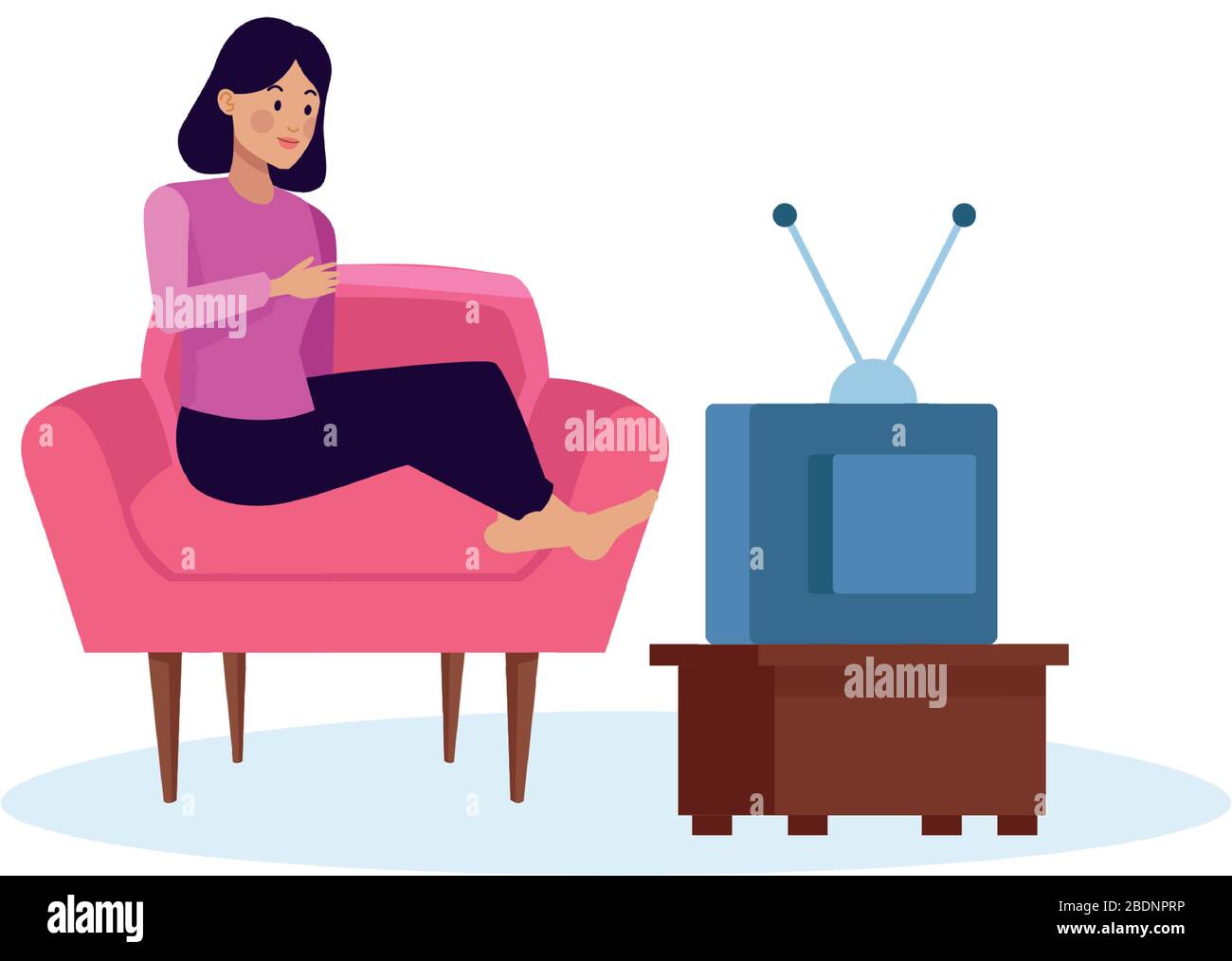 Woman Watching Tv Cartoon