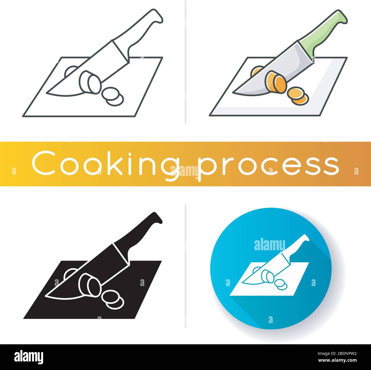 Cutting icon. Linear black and RGB color styles. Meal preparation ...