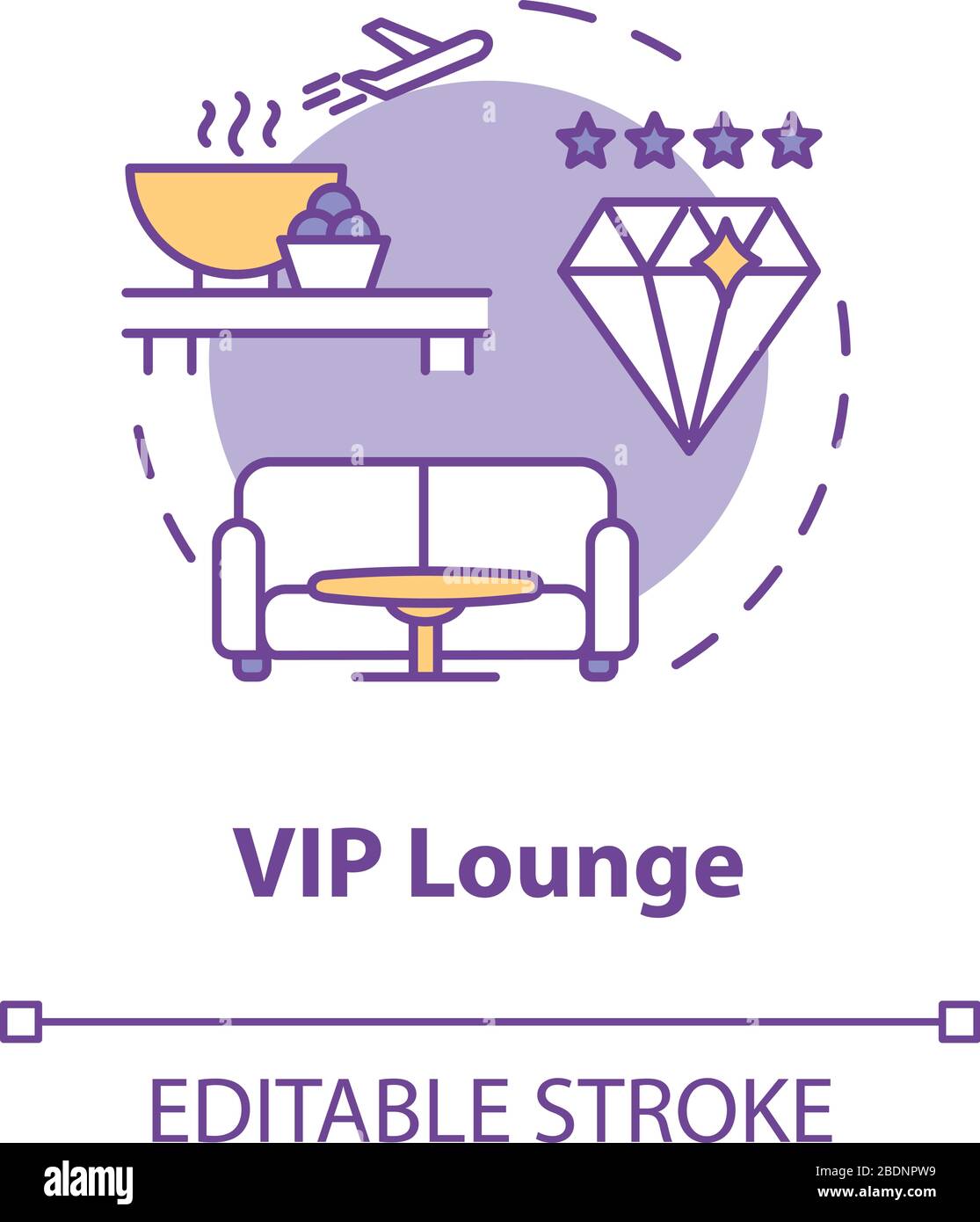 VIP departure lounge concept icon. Luxury class flight, airline waiting ...